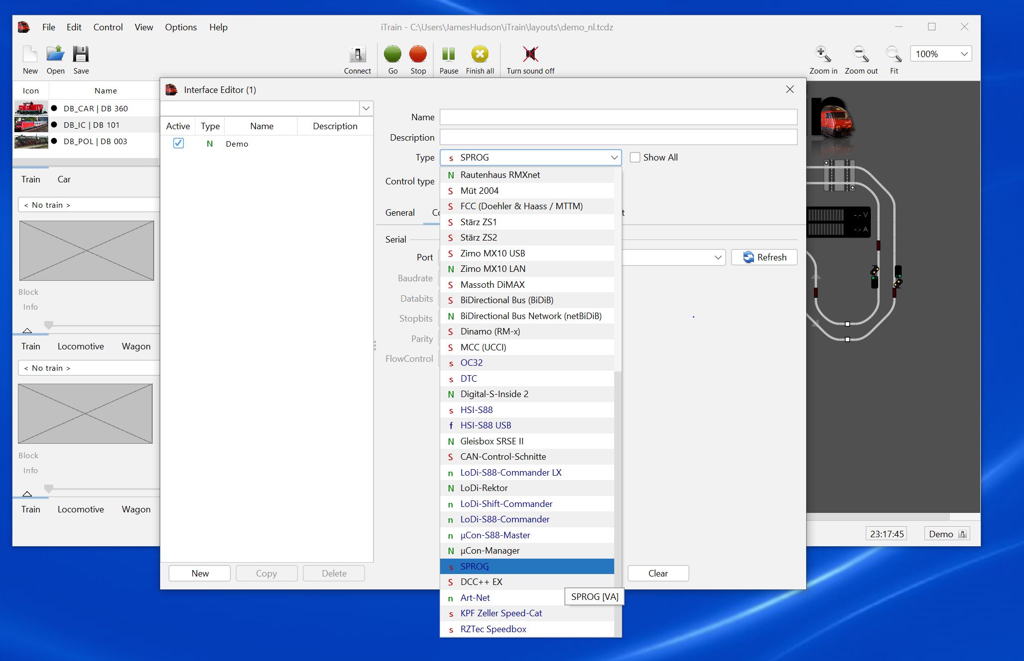 iTrain using Sprog for programing Loco CVs - dcctrainautomation.co.uk